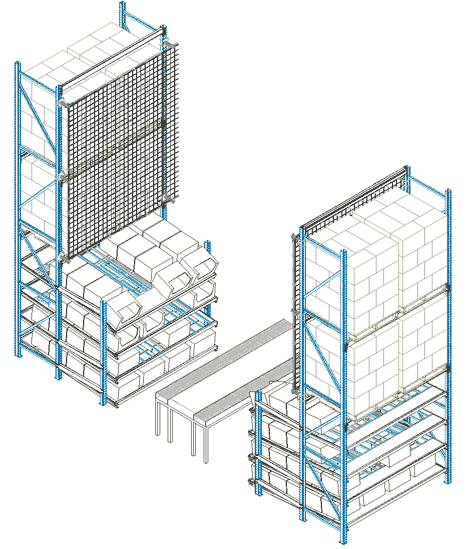 ISS - Carton Flow Rack with Overhead Storage